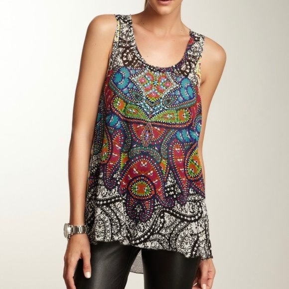 Nicole Miller | Tops | Nicole Miller Atelier Floral Paisley Beaded Tank ...